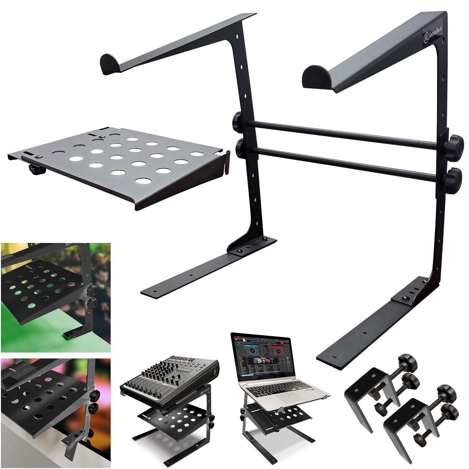 AxcessAbles LTS-03 Two-Tier Laptop Stand with Adjustable Height/Width ...